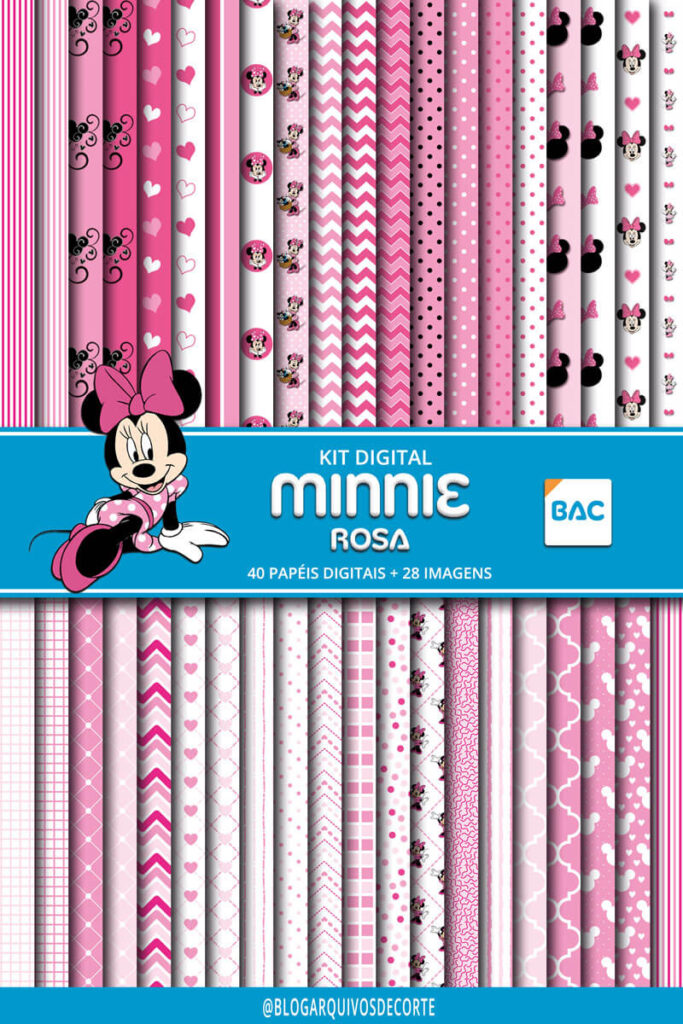 Inspire-se: Kit De Papel Digital Minnie Rosa! 40 Papéis