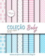 [GRÁTIS] Papel Digital Baby - 12 Papeis Rosa E Azul