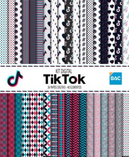 Kit Digital TikTok | 36 Papéis Digitais | 40 Elementos