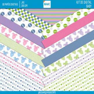 Kit Digital Baby | 80 Papéis Digitais | 41 Clip-arts