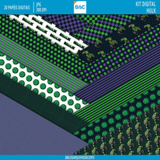 Kit Digital Hulk | 20 Papéis Digitais + Imagens