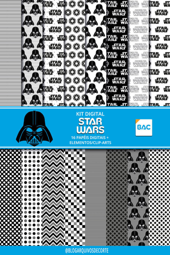 Kit Digital Star Wars | 16 Papéis Digitais + Imagens