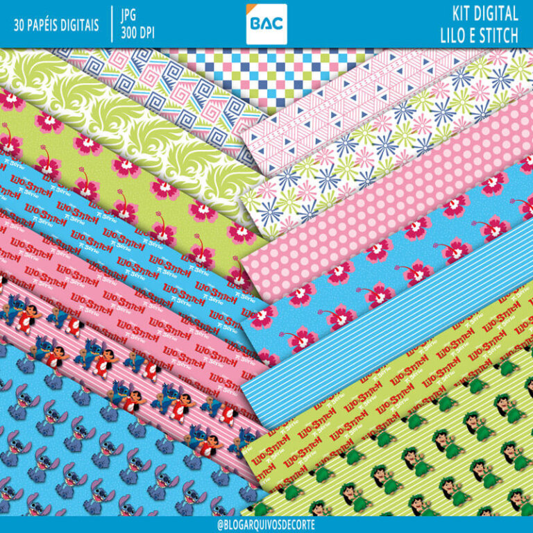 Kit Digital Lilo E Stitch | 30 Papéis Digitais
