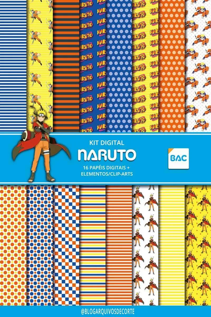 Kit De Papel Digital Naruto | 16 Papéis Digitais + 5 Imagens