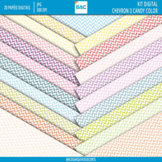 Kit De Papel Digital Chevron Candy Color | 20 Papéis