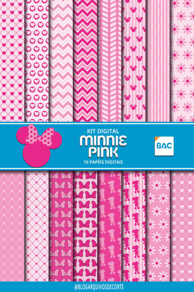 Papel Digital Minnie Pink | 16 Papéis Digitais