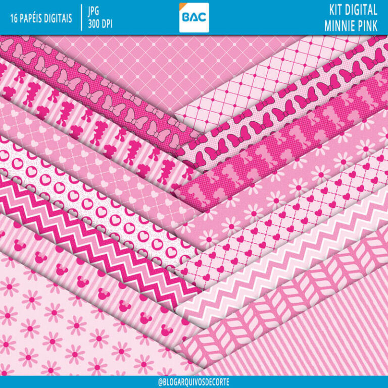Papel Digital Minnie Pink | 16 Papéis Digitais