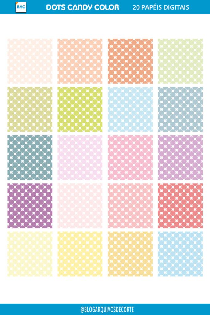 Papel Digital CAndy Color Dots | 20 Papéis Digitais