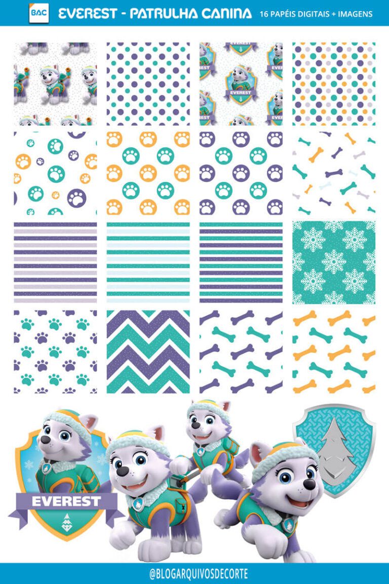 Kit De Papel Digital Everest - Patrulha Canina | 16 Papéis