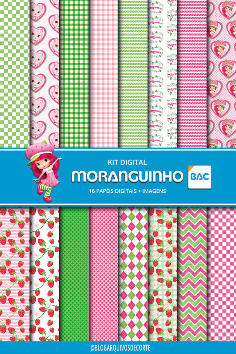 Papel Digital Moranguinho | 16 Papéis + Imagens