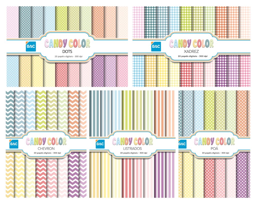 Papel Digital Candy Color | Combo | 100 Papéis Digitais
