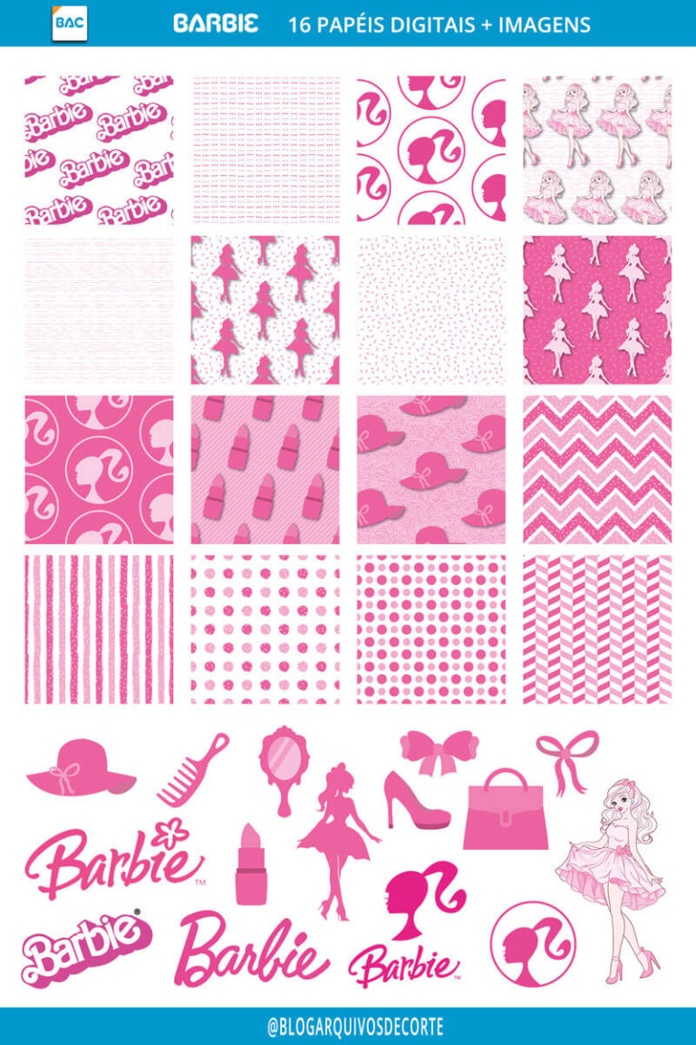 Kit Digital Barbie | 16 Papéis Digitais - Imagens