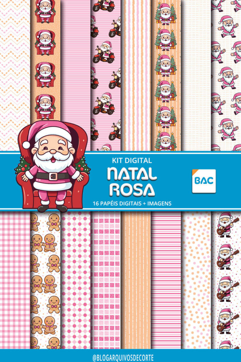 Papel Digital De Natal Rosa | 16 Papéis + Imagens