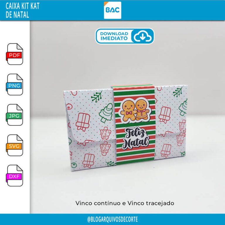 Caixa Kit Kat De Natal - 5 Formatos: SVG,DXF,PDF,PNG,JPG